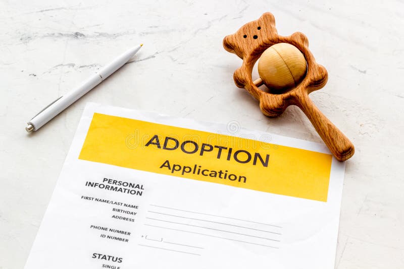 Children Care with Adoption Application and Toy on White Background ...