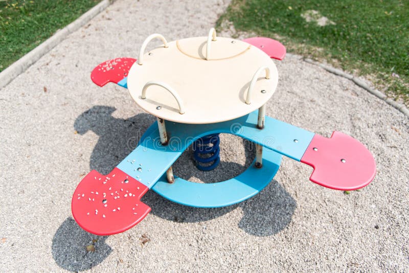 Children Carousel in Playground Stock Photo - Image of fitness, daycare ...