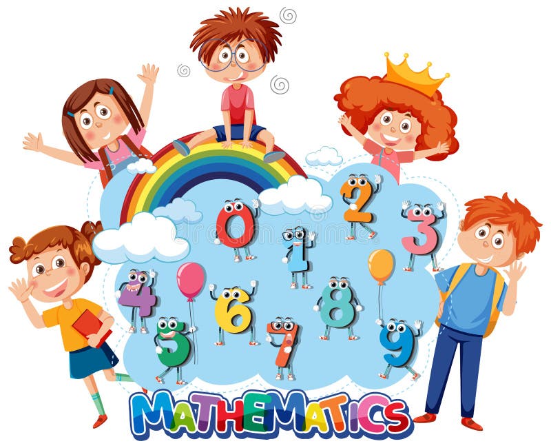 Children Cartoon Character with Math and Number Theme Stock Vector ...