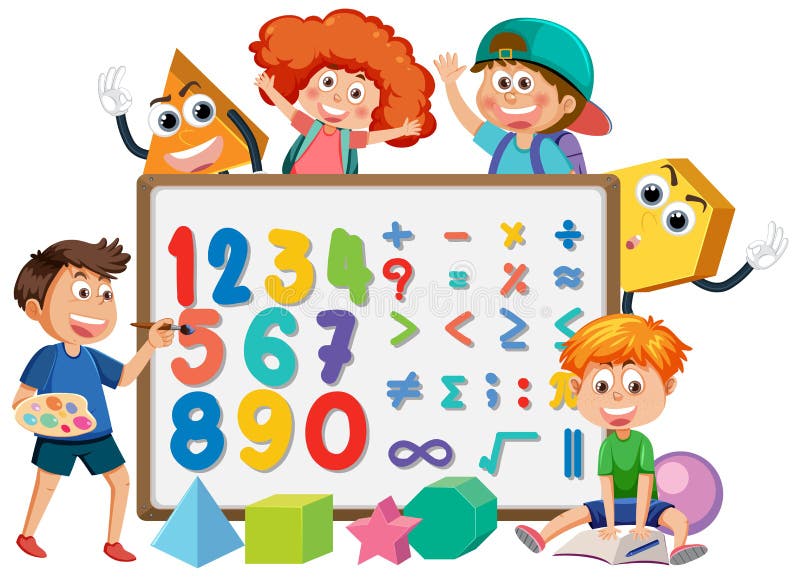 Children Cartoon Character with Math and Number Theme Stock Vector ...