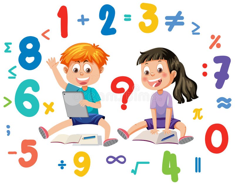 Children Cartoon Character with Math and Number Theme Stock Vector ...