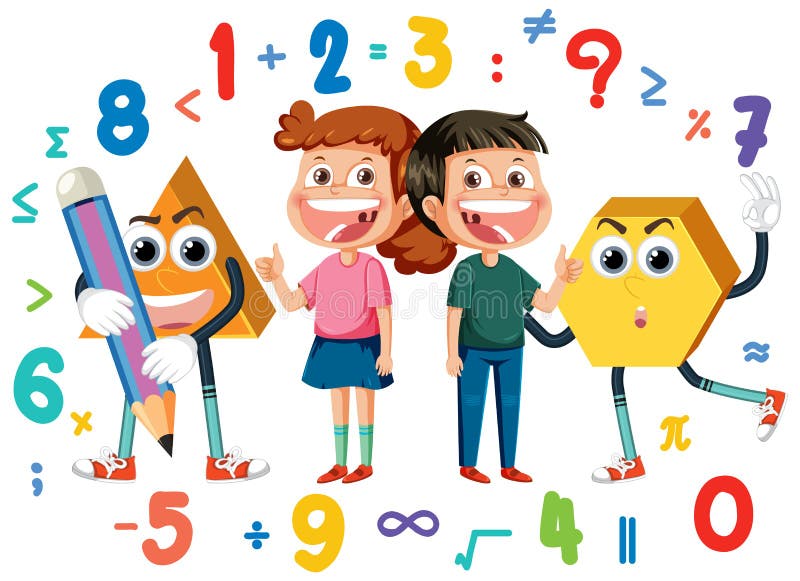 Children Cartoon Character with Math and Number Theme Stock Vector ...