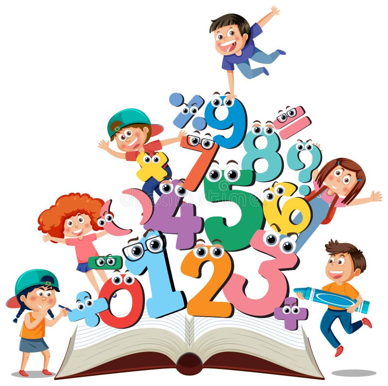 Children Cartoon Character with Math and Number Theme Stock Vector ...