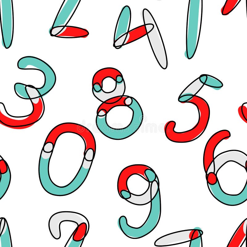 Children Cartoon Numbers Pattern Seamless Stock Vector - Illustration ...