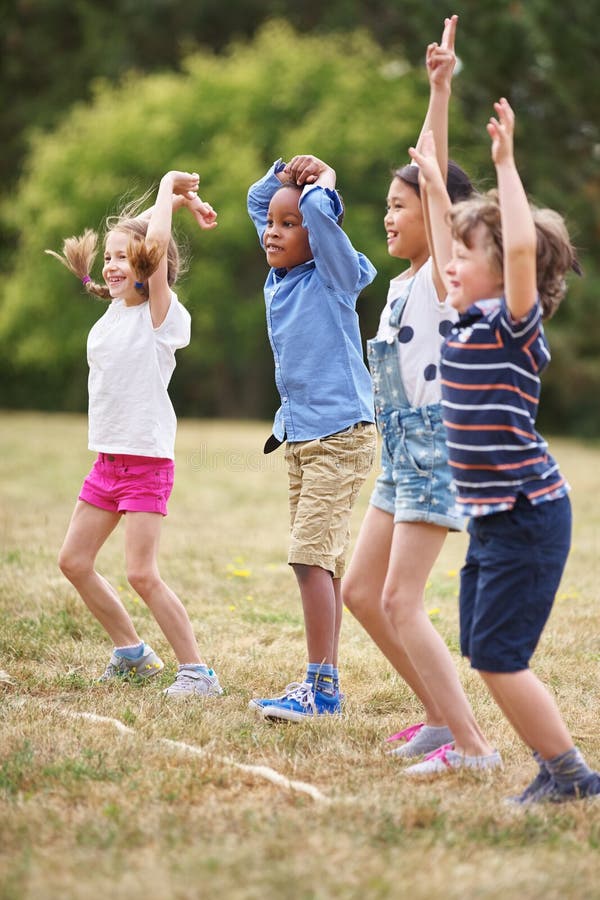 Children race in the park stock image. Image of active - 158242585