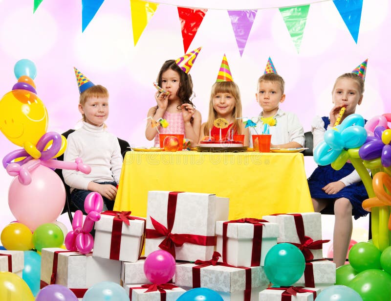 Children Celebrating Birthday Stock Image - Image of little, glass ...