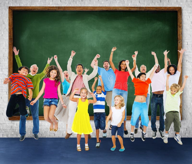 Children Celebration Jumping Ecstatic Happiness Concept Stock Image ...
