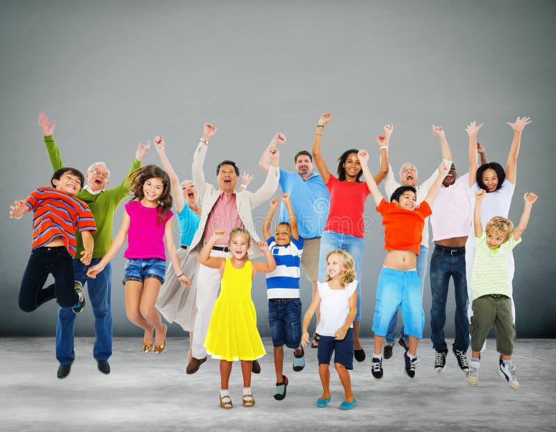Children Celebration Jumping Ecstatic Happiness Concept Stock Photo ...