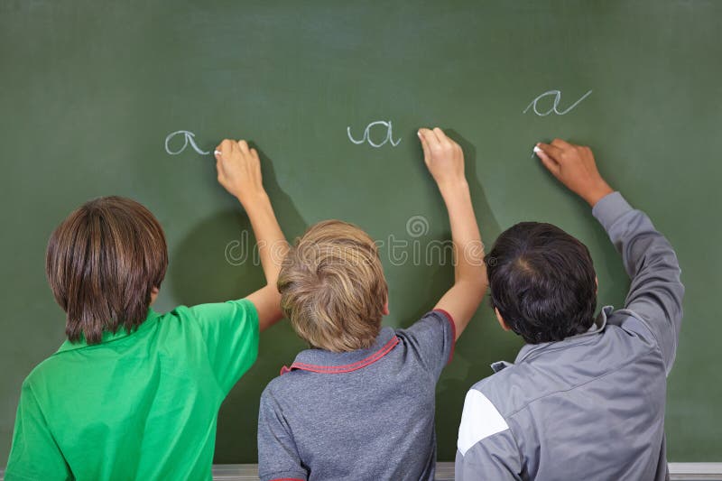 Children, Chalkboard and School Writing with Education, Cursive and ...