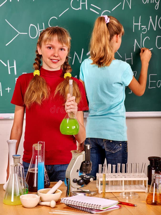 Children in Chemistry Class. Stock Image - Image of beautiful, children ...