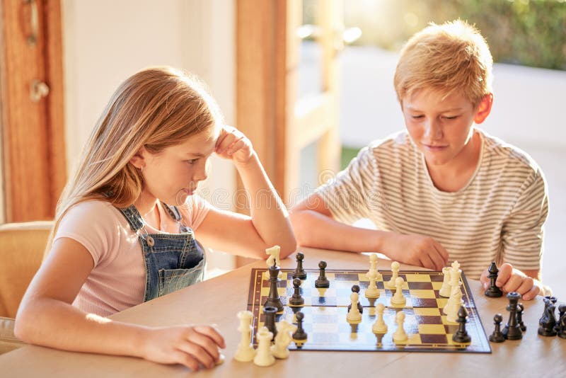 Children, Chess and Board Game while Thinking of Move with Knowledge ...