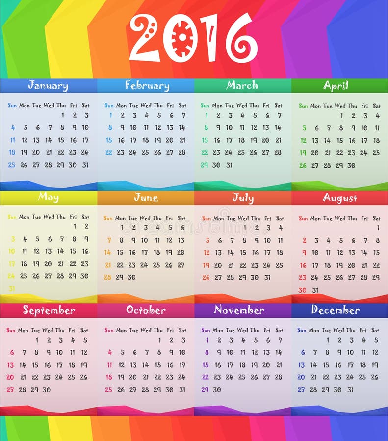 2016 Children Child Style Calendar Vector Illustration. Stock Vector ...