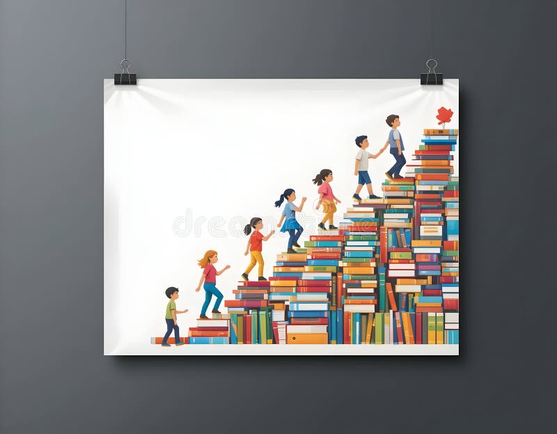 Children Climbing Book Staircase Education Learning Concept Stock ...