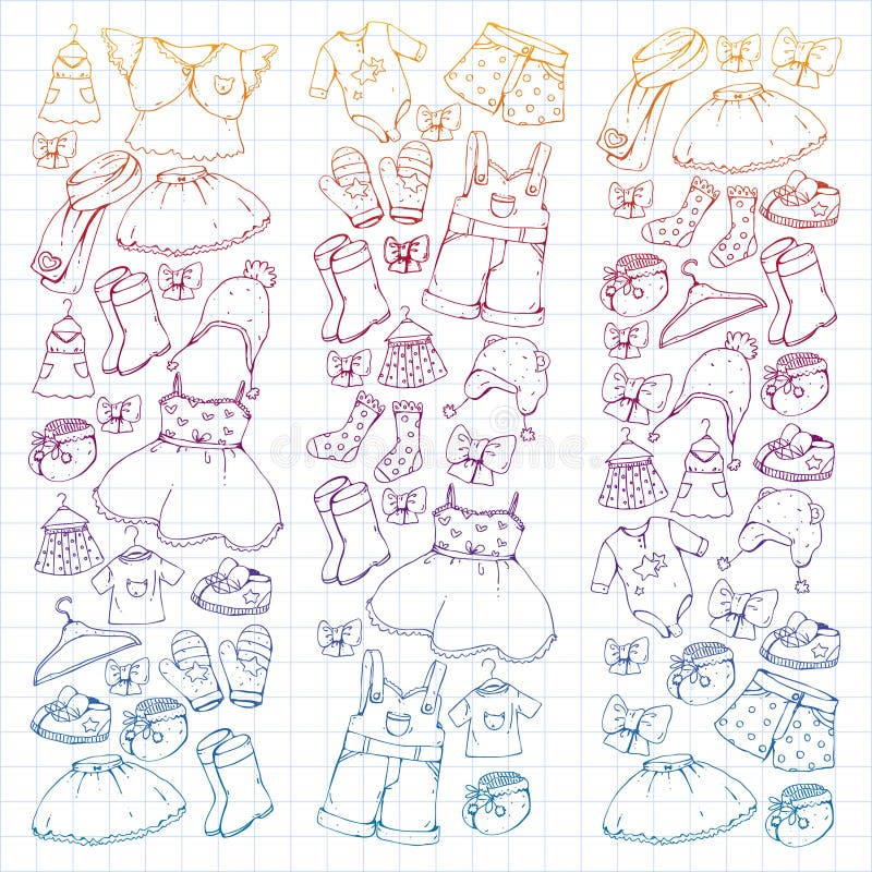 Children Clothes. Background for Babies, Kids Patterns. Stock Vector ...