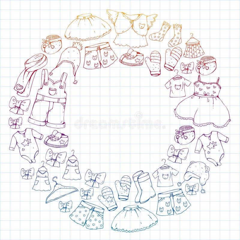 Children Clothes. Background for Babies, Kids Patterns. Stock Vector ...