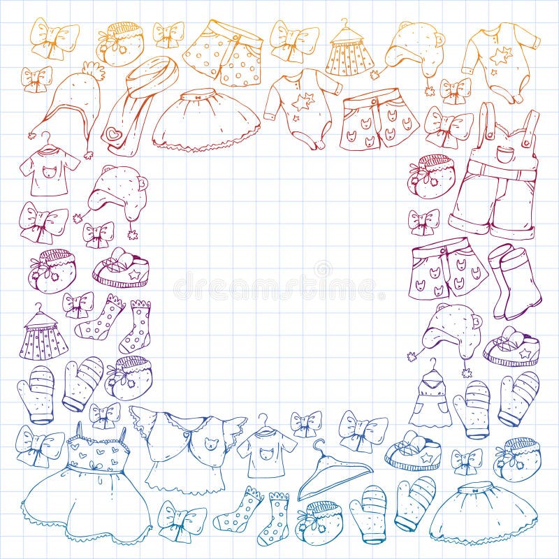 Children Clothes. Background for Babies, Kids Patterns. Stock Vector ...