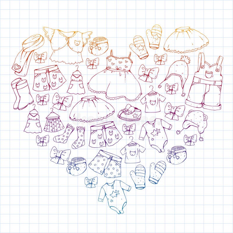 Children Clothes. Background for Babies, Kids Patterns. Stock Vector ...