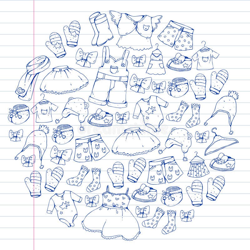 Children Clothes. Background for Babies, Kids Patterns. Stock Vector ...