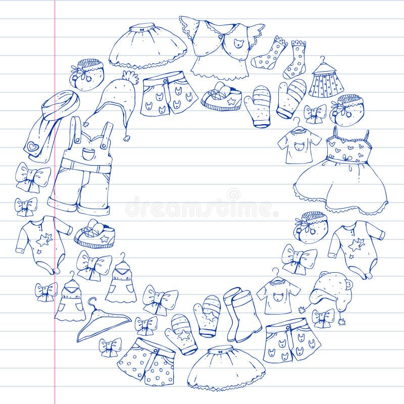 Children Clothes. Background for Babies, Kids Patterns. Stock Vector ...