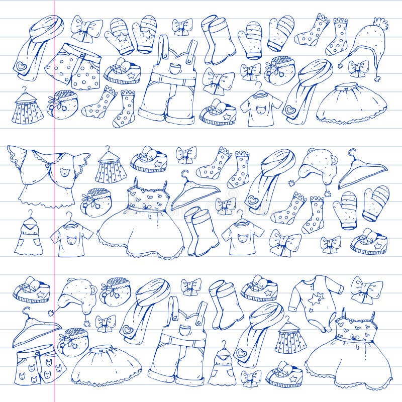 Children Clothes. Background for Babies, Kids Patterns. Stock Vector ...