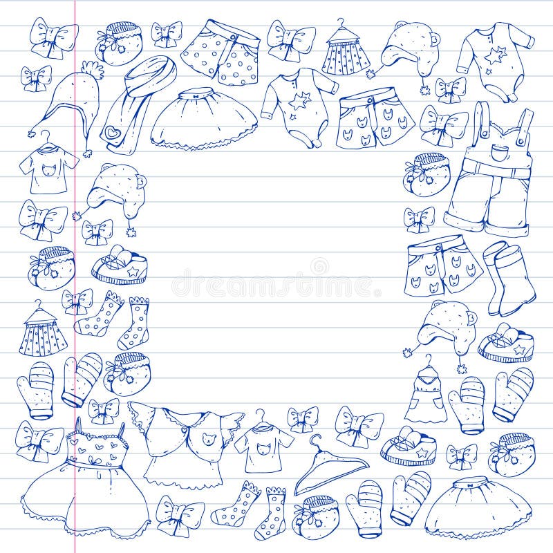 Children Clothes. Background for Babies, Kids Patterns. Stock Vector ...