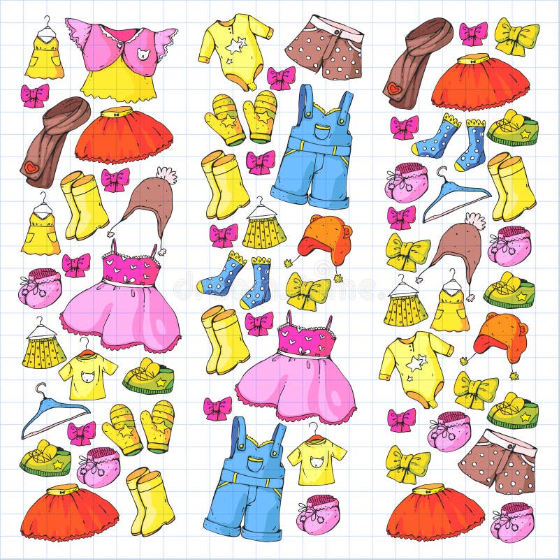 Children Clothes. Background for Babies, Kids Patterns. Stock Vector ...