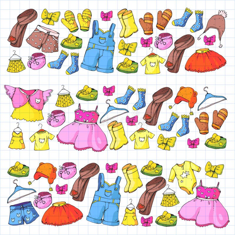 Children Clothes. Background for Babies, Kids Patterns. Stock Vector ...