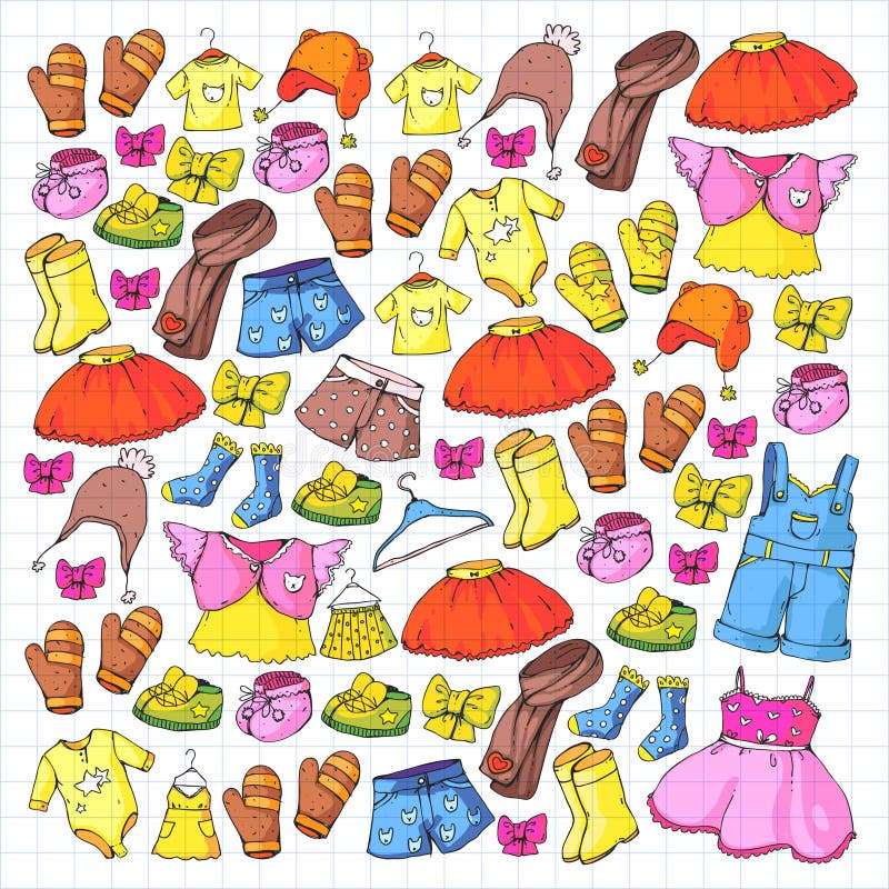 Children Clothes. Background for Babies, Kids Patterns. Stock Vector ...