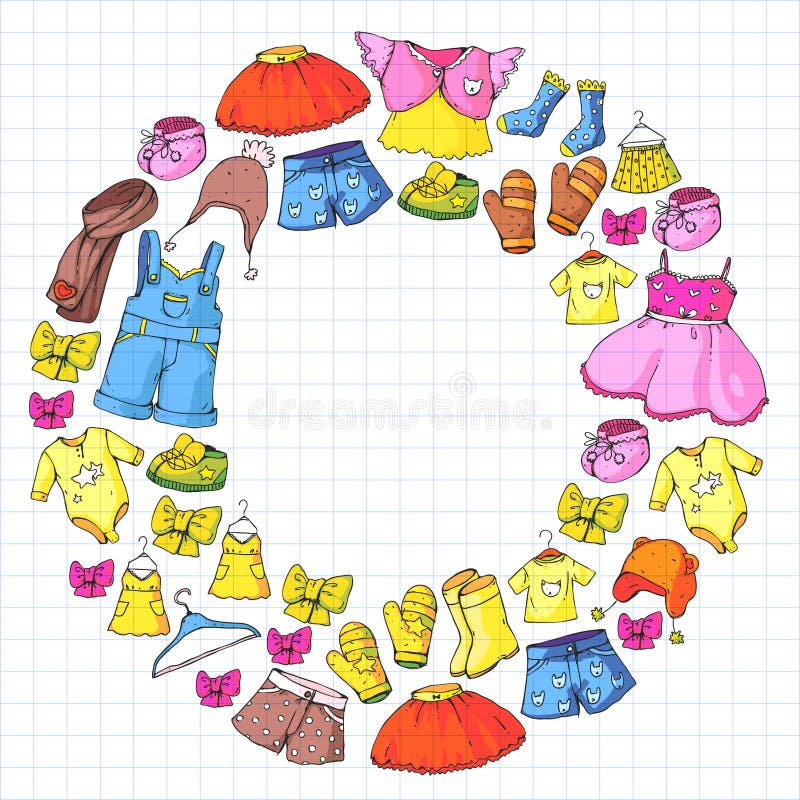 Children Clothes. Background for Babies, Kids Patterns. Stock Vector ...