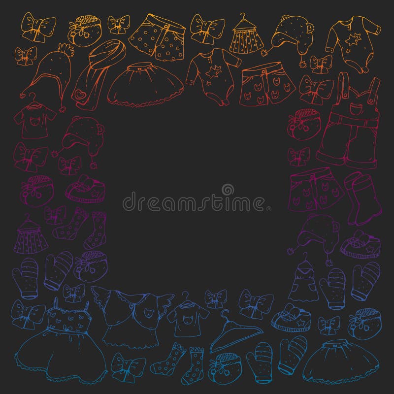 Children Clothes. Background for Babies, Kids Patterns. Stock Vector ...