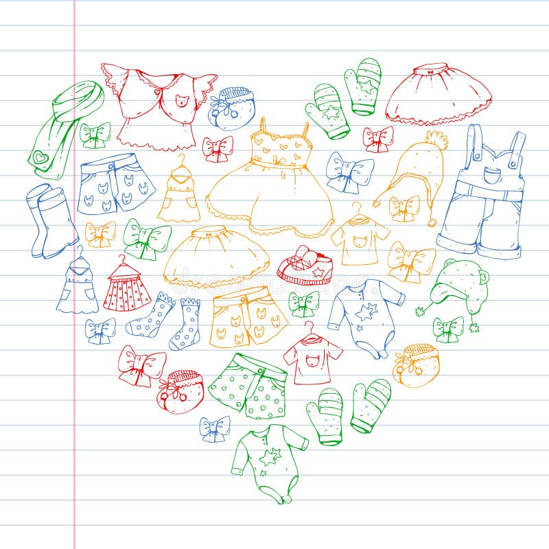 Children Clothes. Background for Babies, Kids Patterns. Stock Vector ...