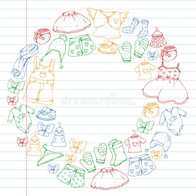 Children Clothes. Background for Babies, Kids Patterns. Stock Vector ...