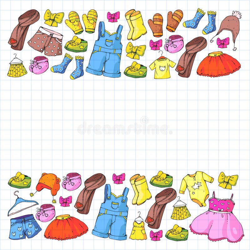 Children Clothes. Background for Babies, Kids Patterns. Stock Vector ...