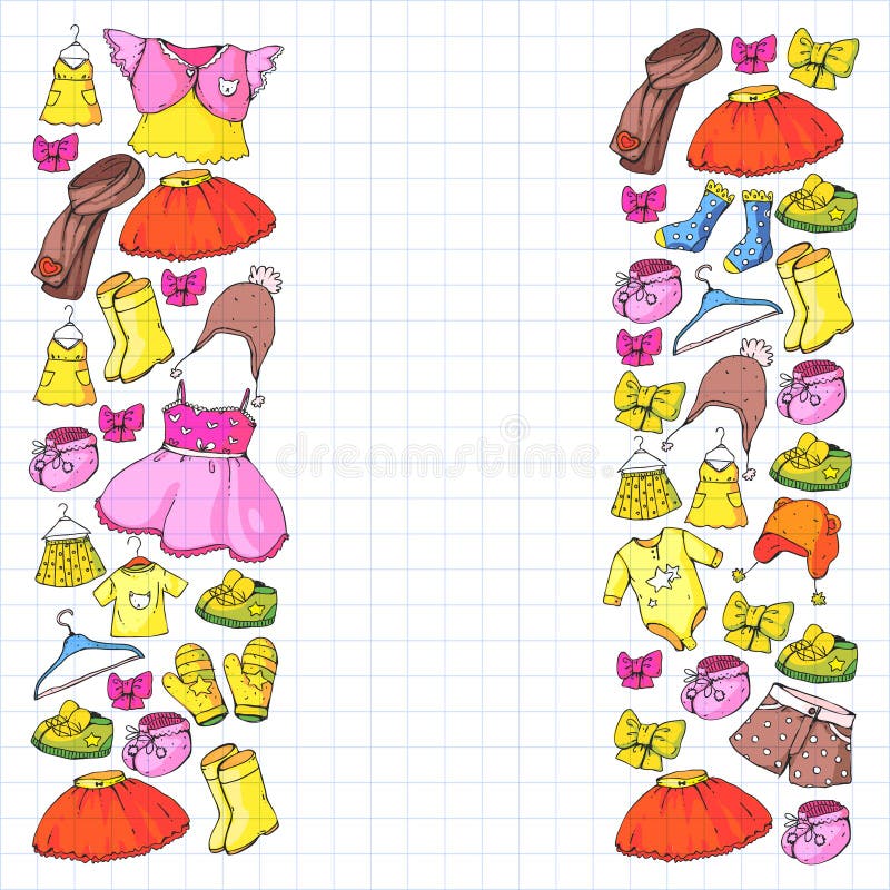 Children Clothes. Background for Babies, Kids Patterns. Stock Vector ...