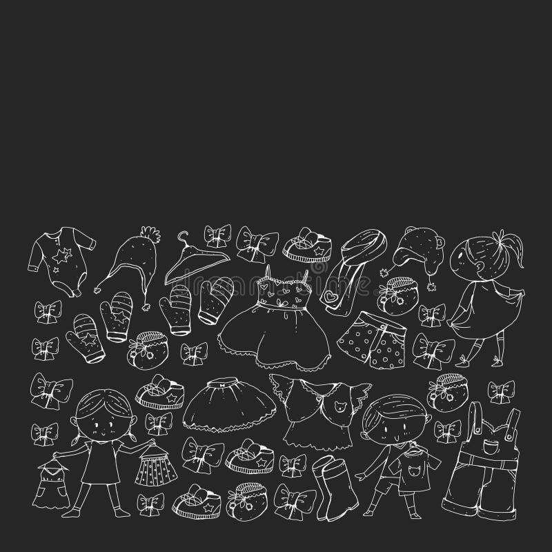 Children Clothes. Background for Babies, Kids Patterns. Stock Vector ...