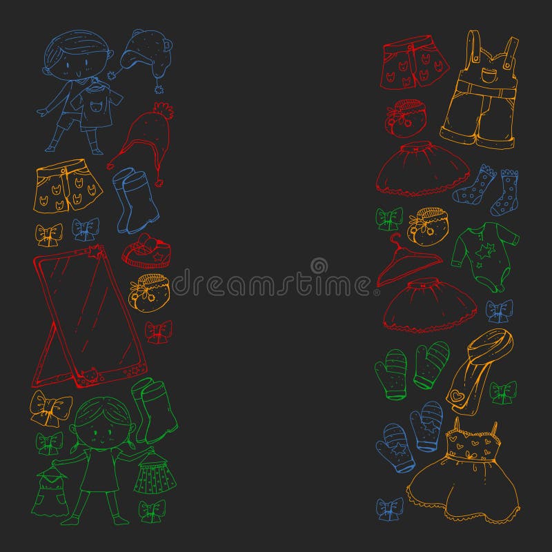 Children Clothes. Background for Babies, Kids Patterns. Stock Vector ...