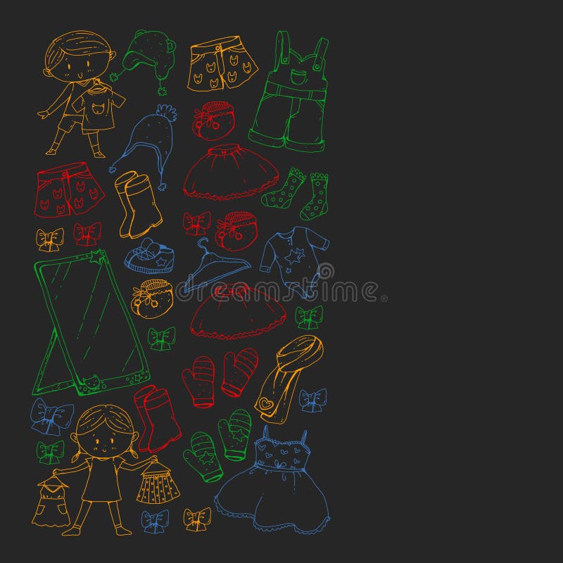 Children Clothes. Background for Babies, Kids Patterns. Stock Vector ...