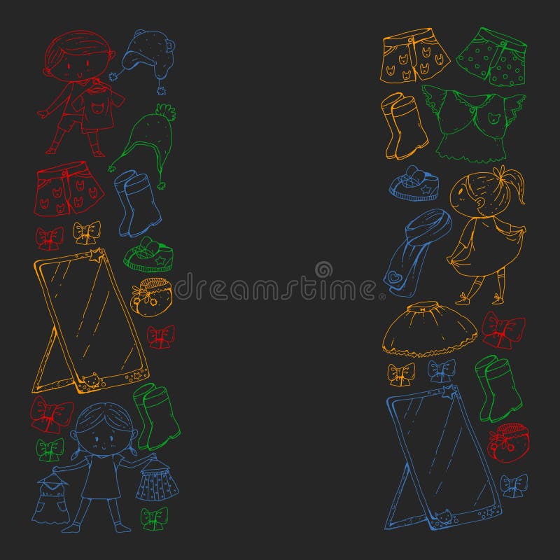 Children Clothes. Background for Babies, Kids Patterns. Stock Vector ...