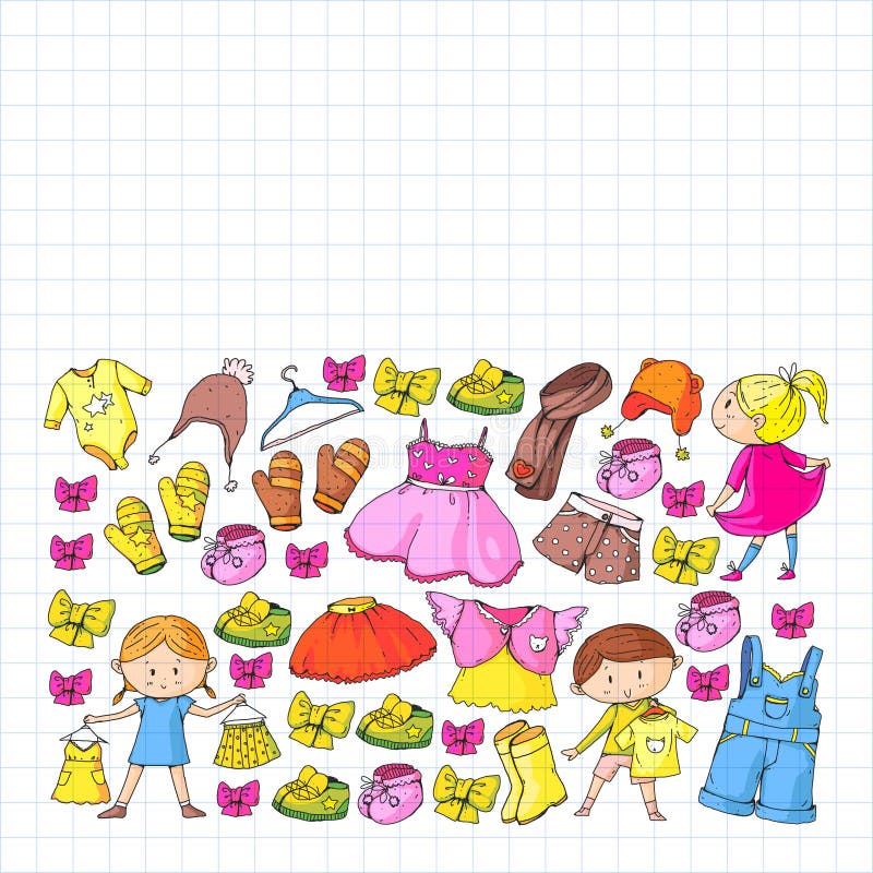 Children Clothes. Background for Babies, Kids Patterns. Stock Vector ...