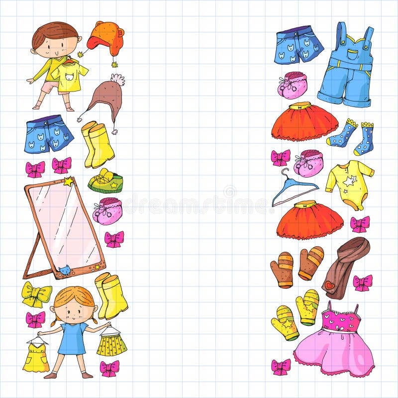 Children Clothes. Background for Babies, Kids Patterns. Stock Vector ...
