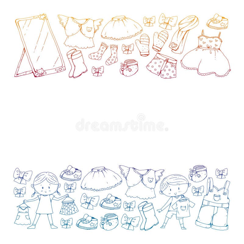 Children Clothes. Background for Babies, Kids Patterns. Stock Vector ...
