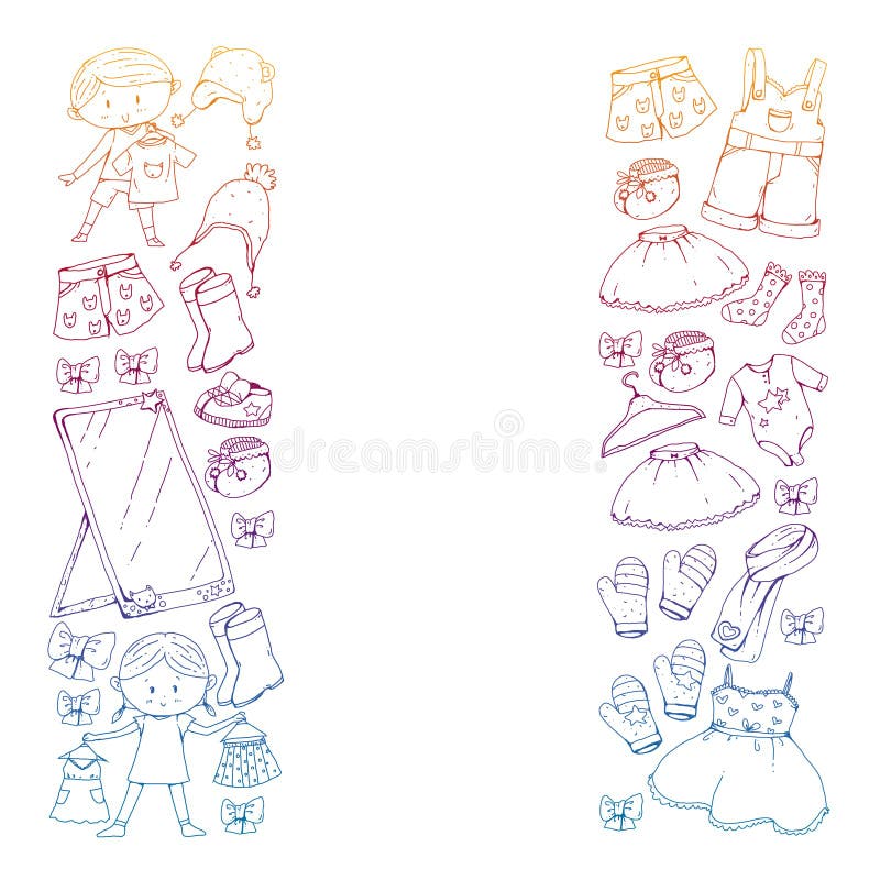 Children Clothes. Background for Babies, Kids Patterns. Stock Vector ...