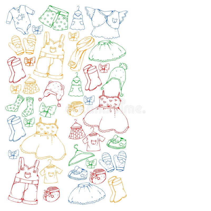 Children Clothes. Background for Babies, Kids Patterns. Stock Vector ...