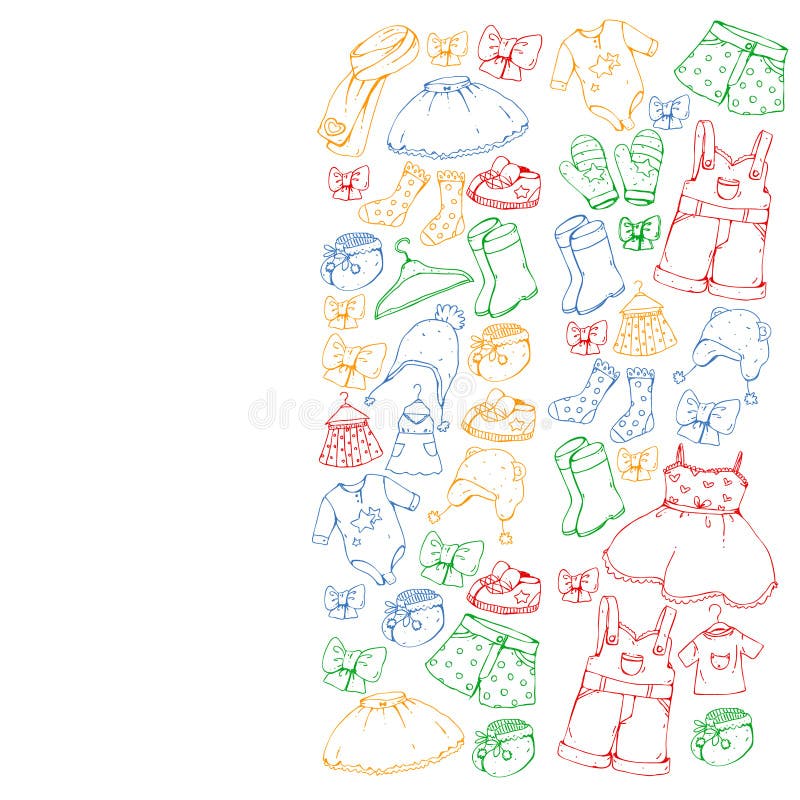 Children Clothes. Background for Babies, Kids Patterns. Stock Vector ...