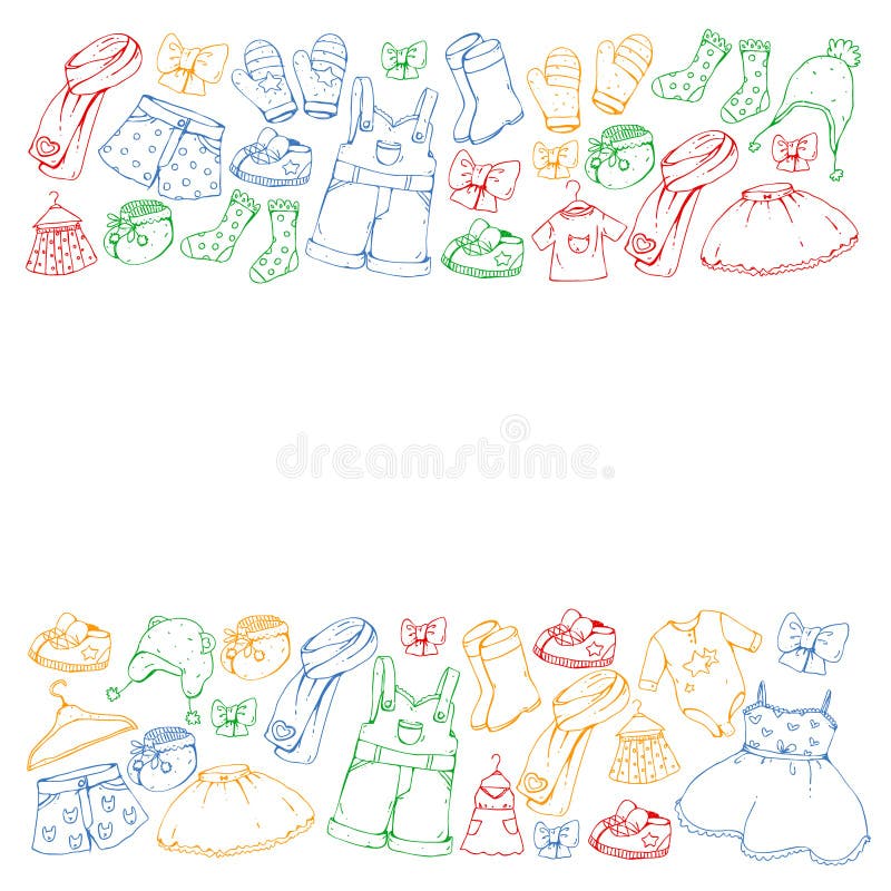 Children Clothes. Background for Babies, Kids Patterns. Stock Vector ...
