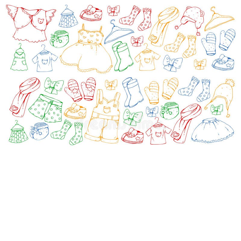 Children Clothes. Background for Babies, Kids Patterns. Stock Vector ...