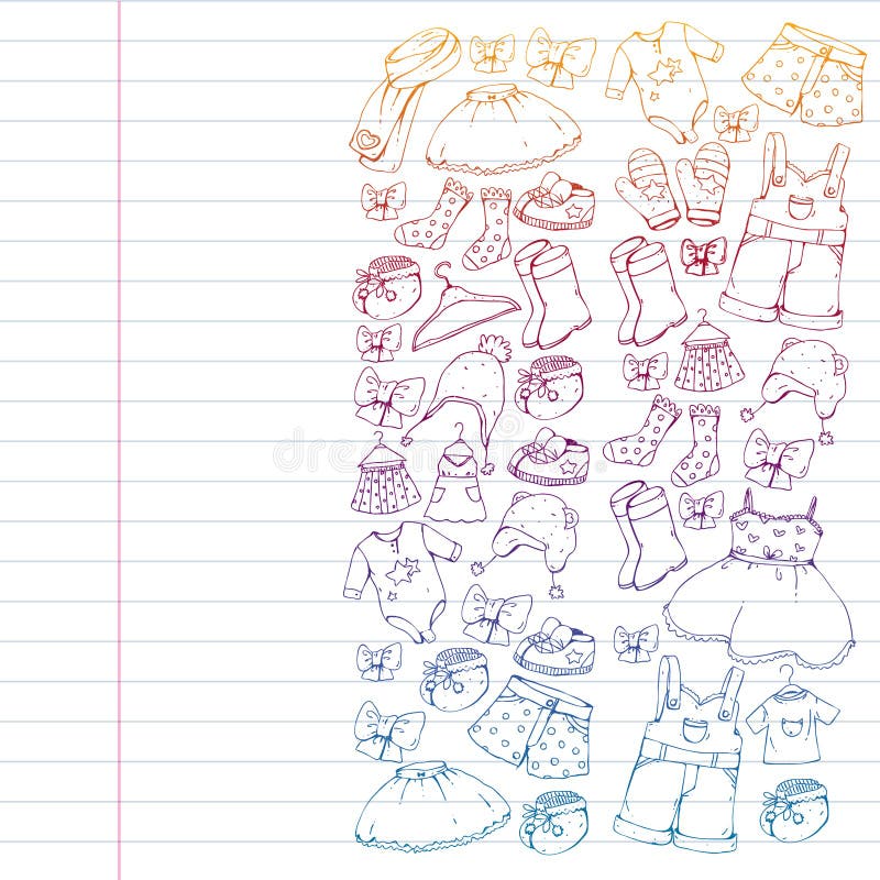 Children Clothes. Background for Babies, Kids Patterns. Stock Vector ...