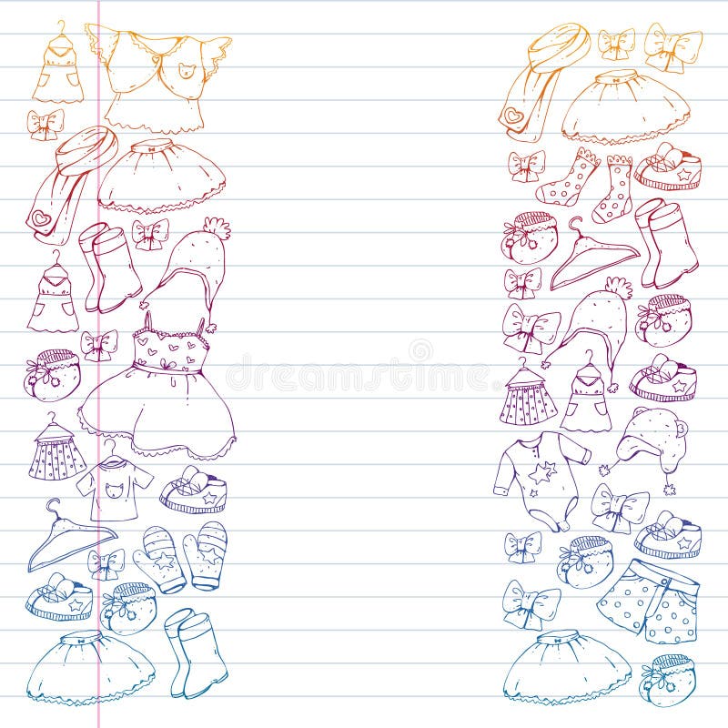 Children Clothes. Background for Babies, Kids Patterns. Stock Vector ...