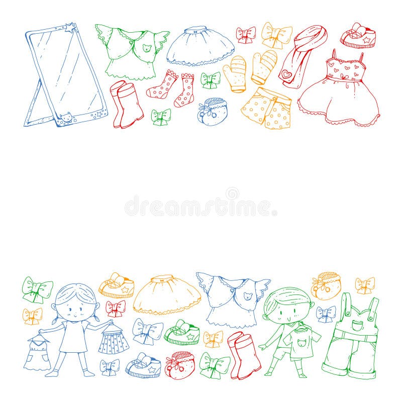 Children Clothes. Background for Babies, Kids Patterns. Stock Vector ...