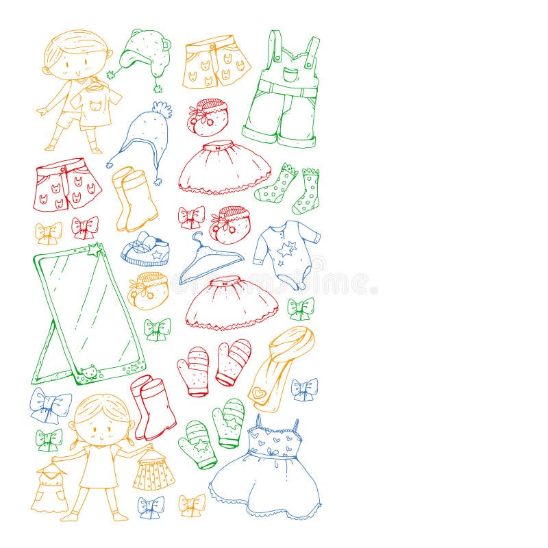 Children Clothes. Background for Babies, Kids Patterns. Stock Vector ...